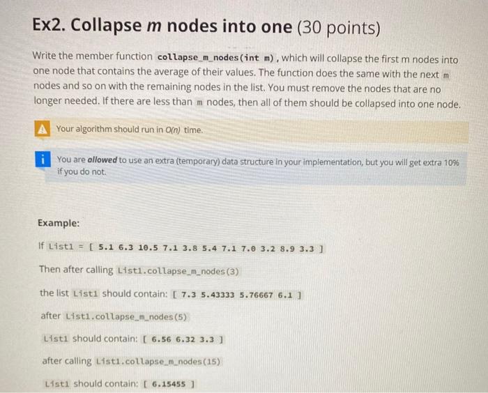 Solved Ex2. Collapse m nodes into one ( 30 points) Write the | Chegg.com