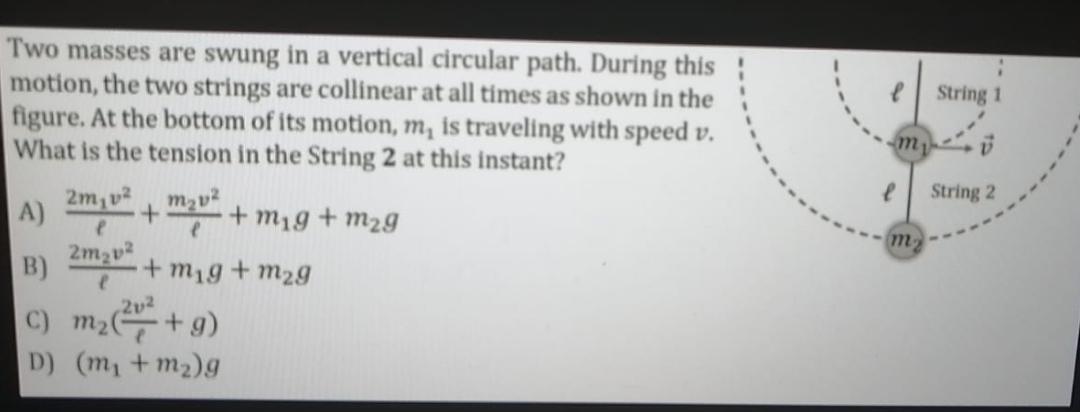 Solved Two masses are swung in a vertical circular path. | Chegg.com