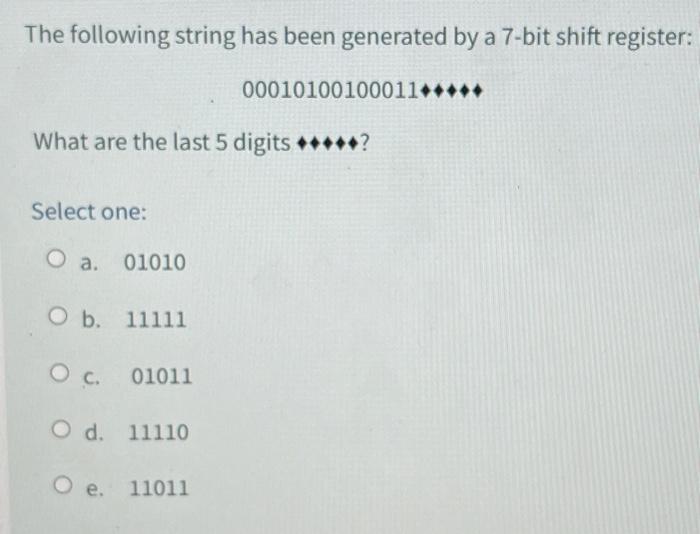 Solved The following string has been generated by a 7 -bit | Chegg.com