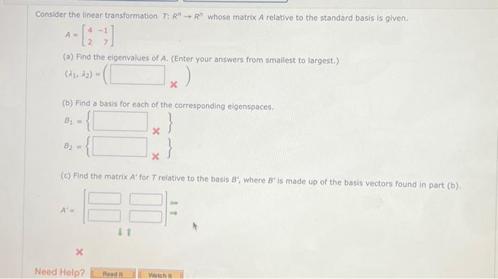 Solved insider the linear transformation T:Rn→Rn whose | Chegg.com
