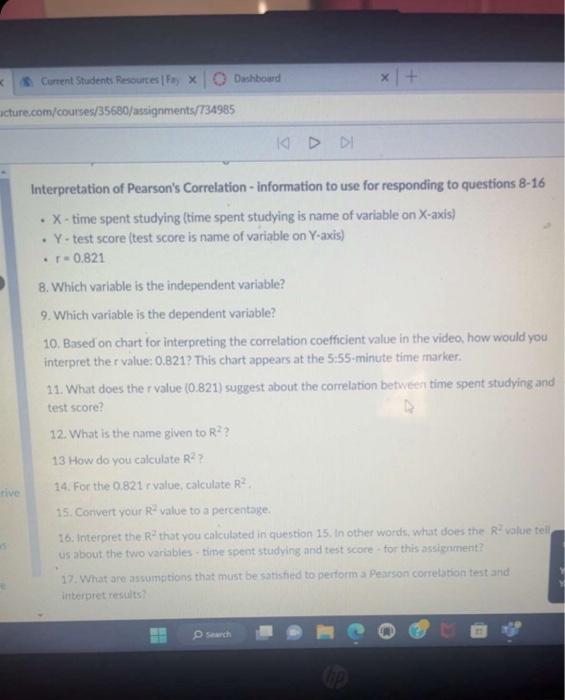 Solved Interpretation of Pearson's Correlation - information | Chegg.com