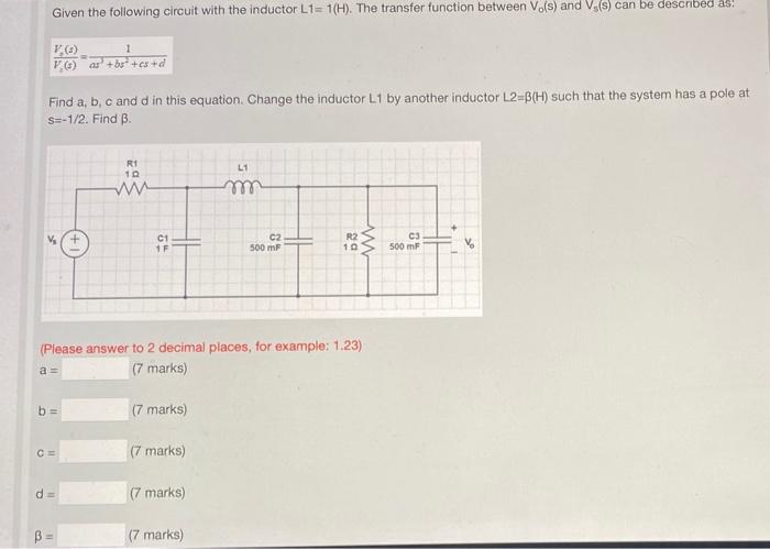 Solved Given the following circuit with the inductor | Chegg.com