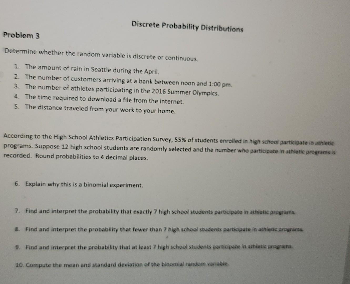 Solved Discrete Probability Distributions Problem 3 | Chegg.com Solved Discrete Probability Distributions Problem 3 | Chegg.com
