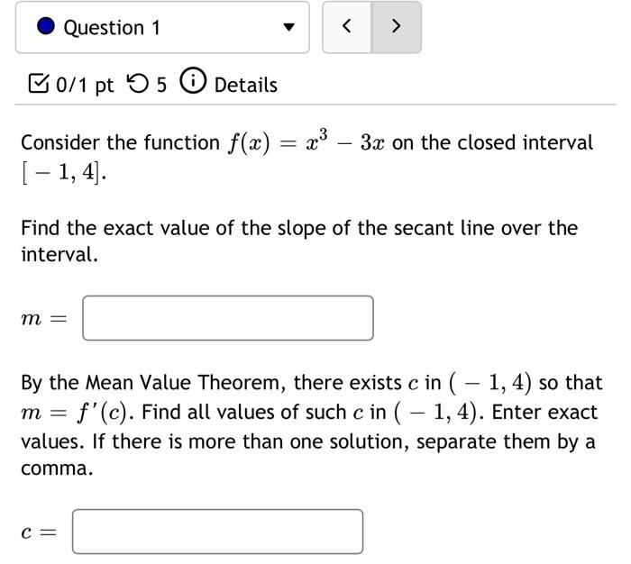 Solved Consider the function f(x)=x3−3x on the closed | Chegg.com
