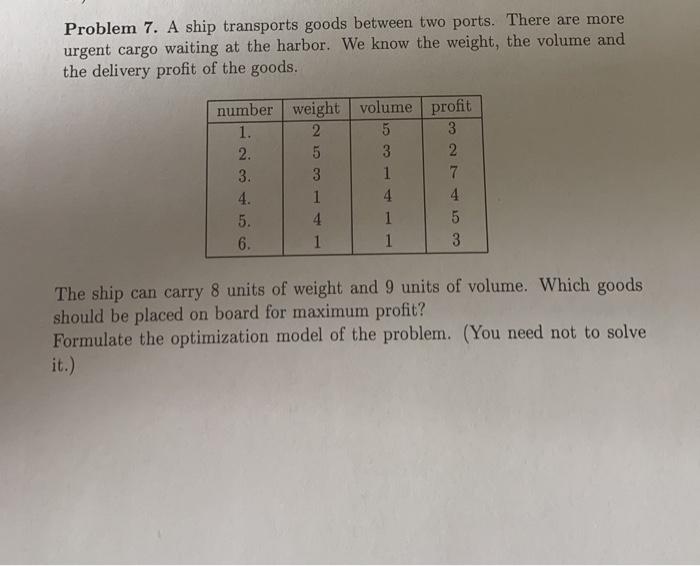Problem 7. A ship transports goods between two ports. | Chegg.com