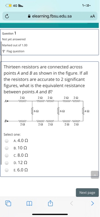 Solved 4G li. elearning.fbsu.edu.sa AA Question 1 Not yet | Chegg.com