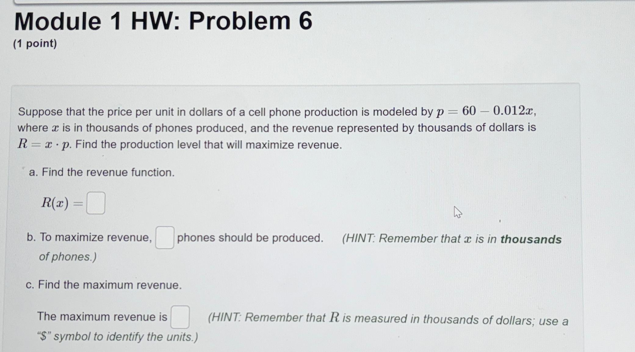 Solved Module 1 ﻿HW: Problem 6(1 ﻿point)Suppose that the | Chegg.com