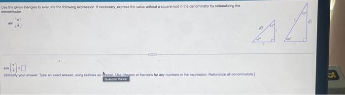 Solved Use the given triangles to evaluate the following | Chegg.com