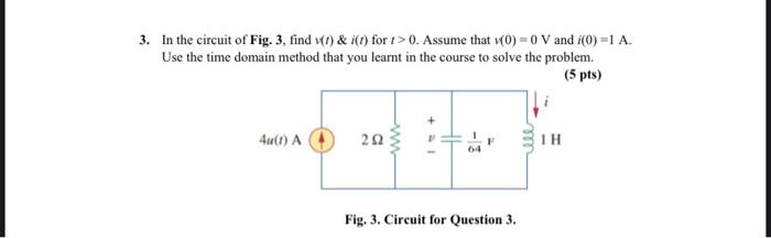 Solved 3. In the circuit of Fig. 3, find v(t)&i(t) for t>0. | Chegg.com