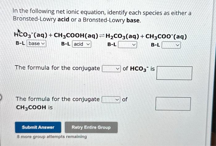 Solved In the following net ionic equation, identify each | Chegg.com