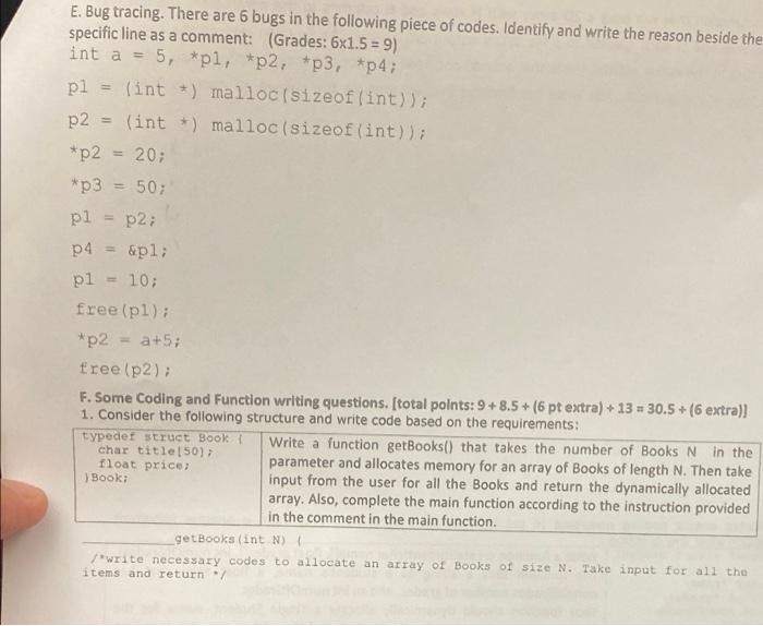 Solved pi p4 = E. Bug tracing. There are 6 bugs in the | Chegg.com