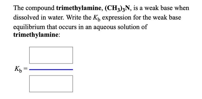 Solved The compound trimethylamine, (CH3)3N, is a weak base | Chegg.com