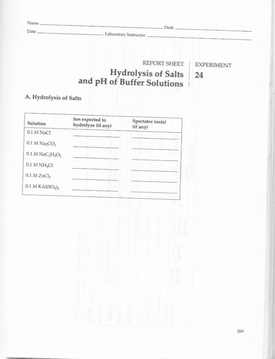 Name Date Laboratory Instructor REPORT SHEET | Chegg.com
