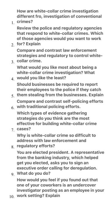 Solved How are white-collar crime investigation different | Chegg.com
