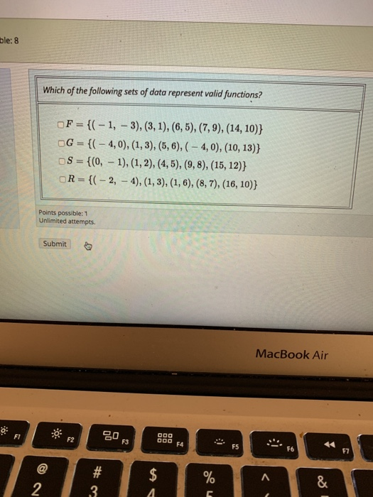 Solved ble: 8 Which of the following sets of data represent | Chegg.com