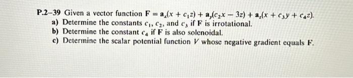 Solved P.2-39 Given a vector function | Chegg.com