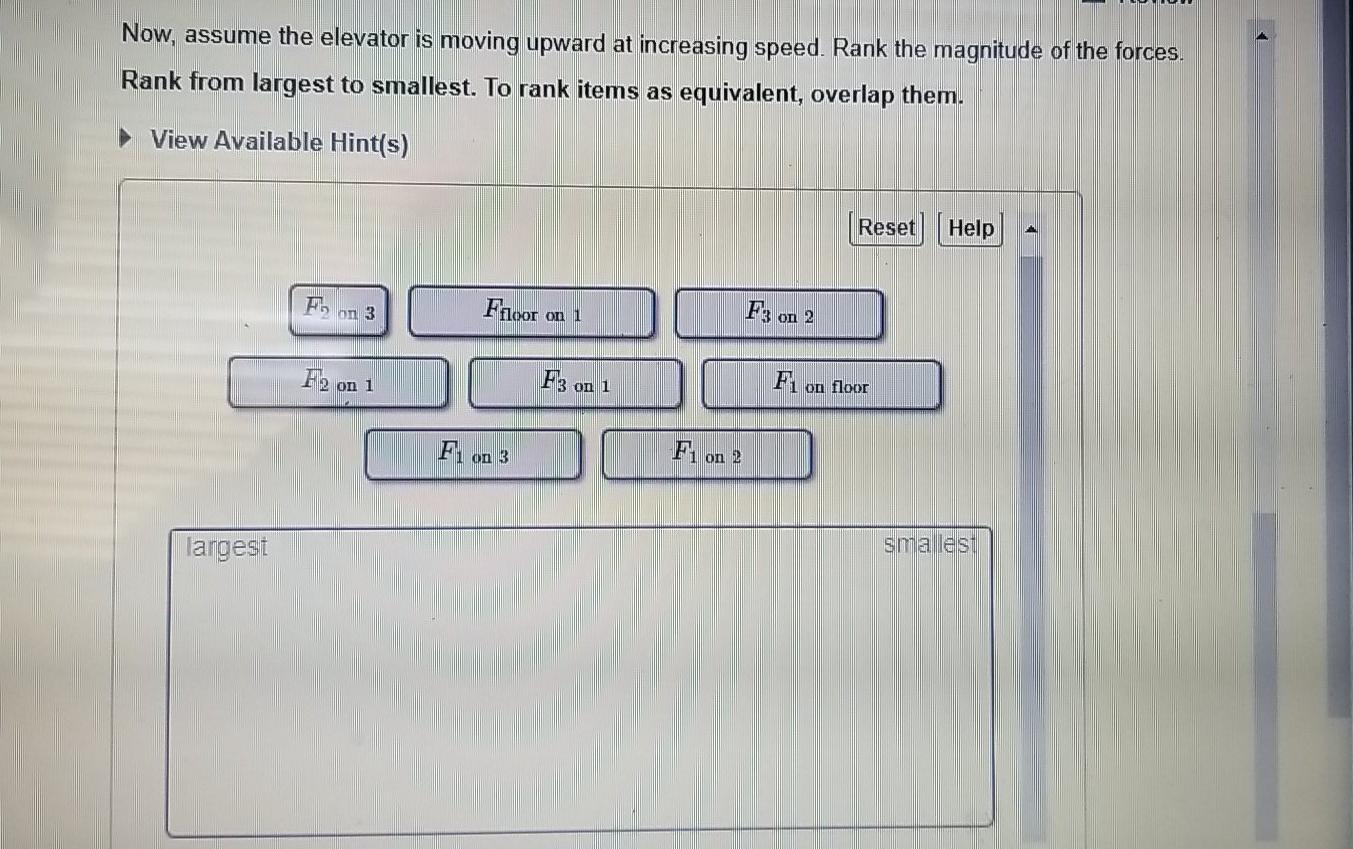Solved Blocks in an Elevator Ranking Task Three blocks are | Chegg.com