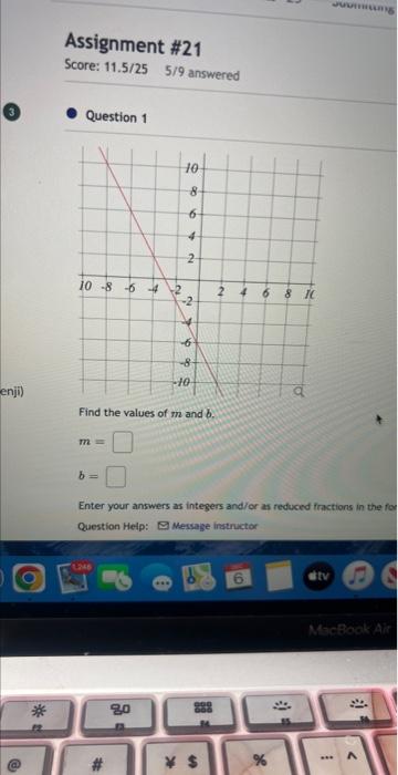 Solved Find the values of m and b. m= b= Enter your answers | Chegg.com