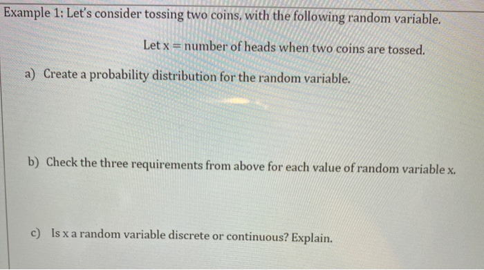 Solved Example 1: Let's consider tossing two coins, with the | Chegg.com