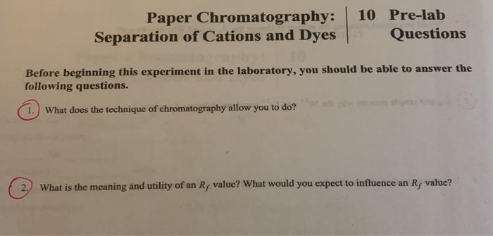 Solved REPORT SHEET Paper Chromatography: Separation of | Chegg.com