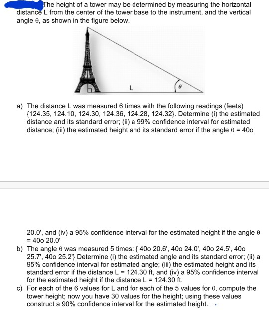 Solved The height of a tower may be determined by measuring | Chegg.com