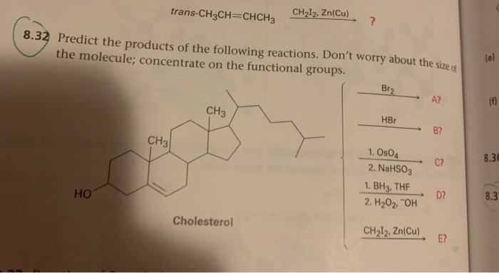 Solved trans-CH2CH=CHCH2 Hou CH CH2I2, Zn(Cu) 8.32 Predict | Chegg.com