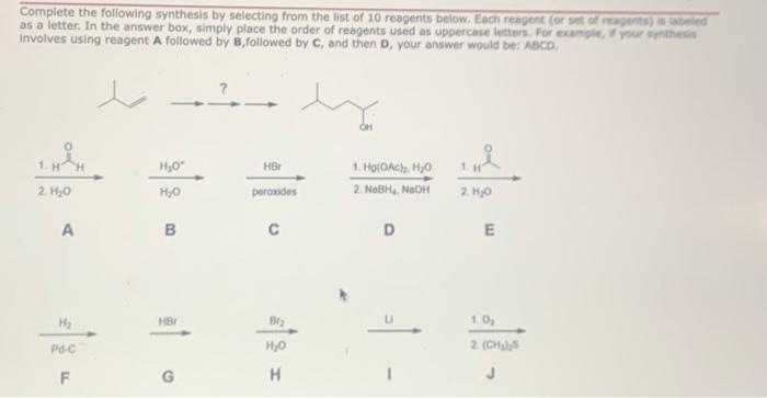 Solved Complete the following synthesis by selecting from | Chegg.com