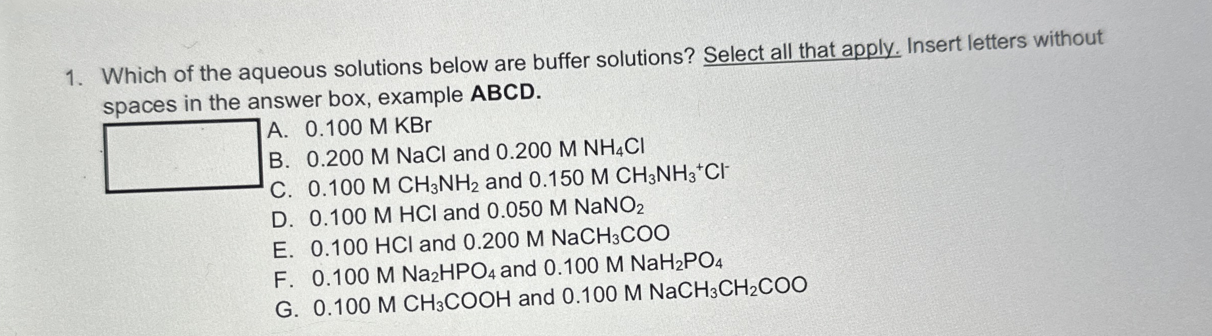 High Quality SOLUTION Which of the aqueous solutions below are buffer | Chegg.com