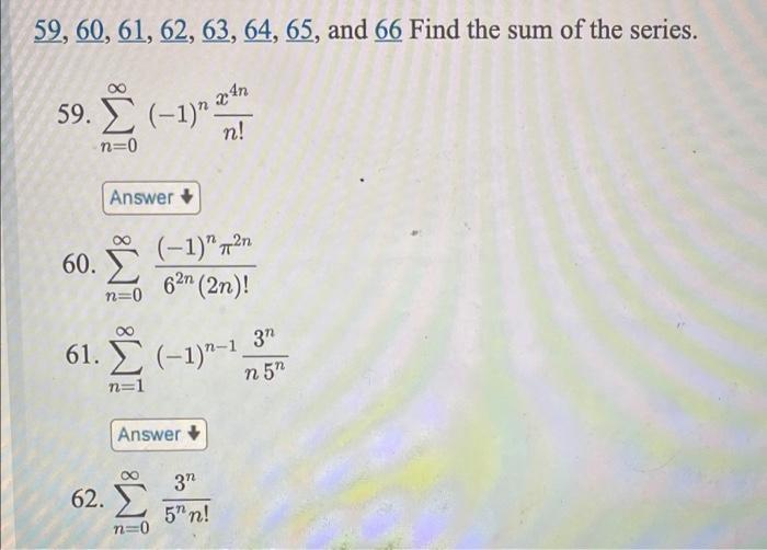 Solved 59, 60, 61, 62, 63, 64, 65, and 66 Find the sum of | Chegg.com