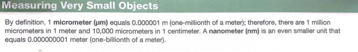 Solved Measuring Very Small Objects By definition, 1 | Chegg.com
