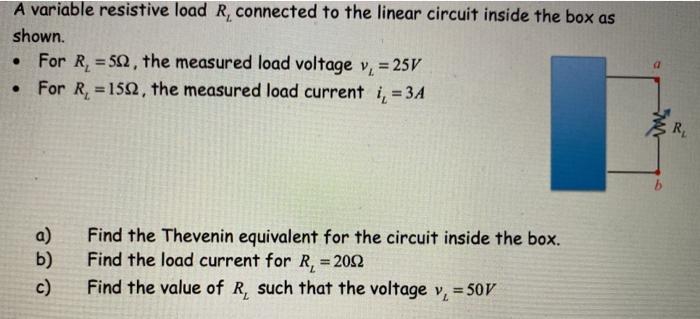 Solved A variable resistive load R, connected to the linear | Chegg.com