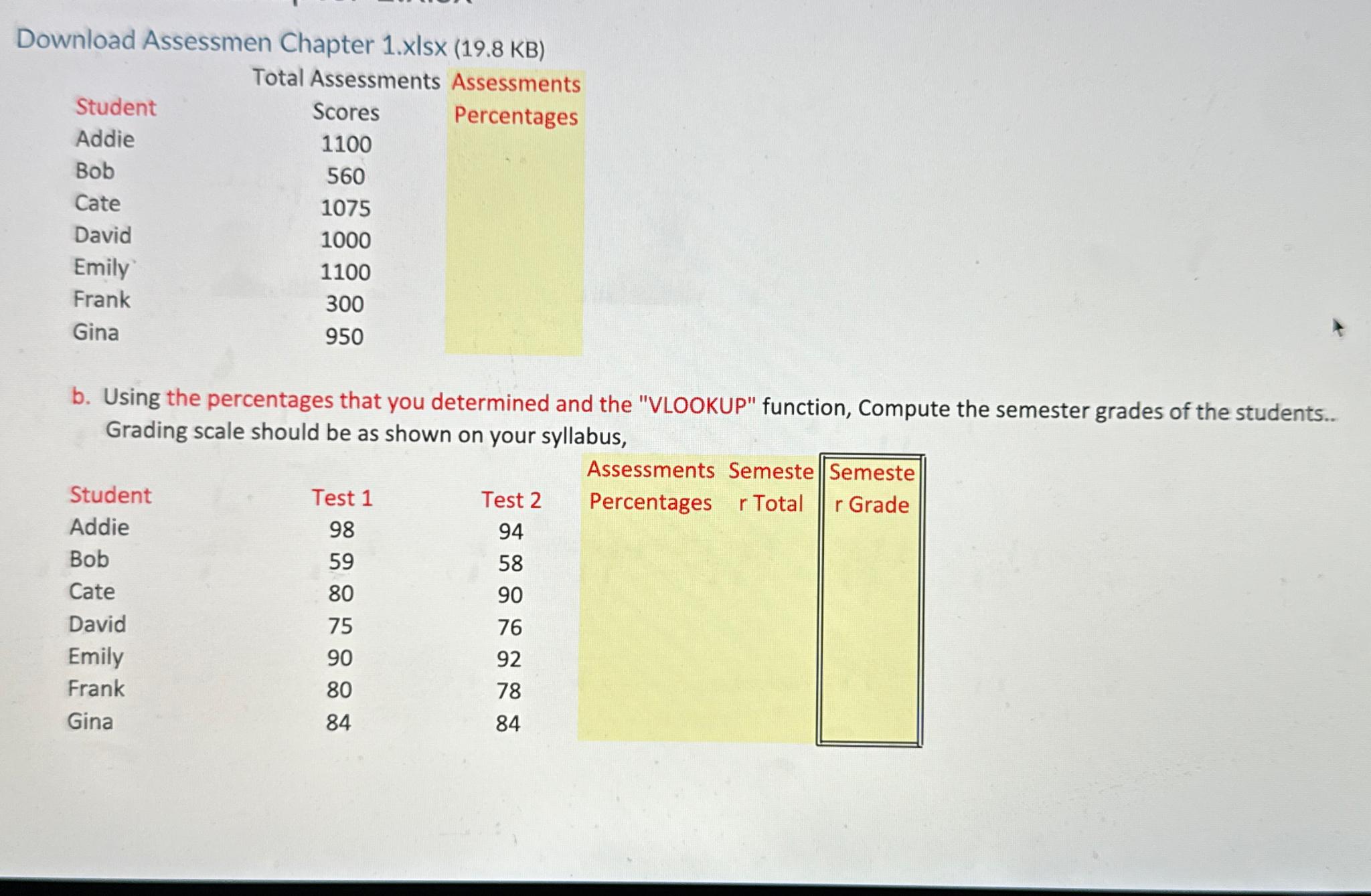 Solved Download Assessmen Chapter 1.xlsx (19.8 KB)\\nTotal | Chegg.com
