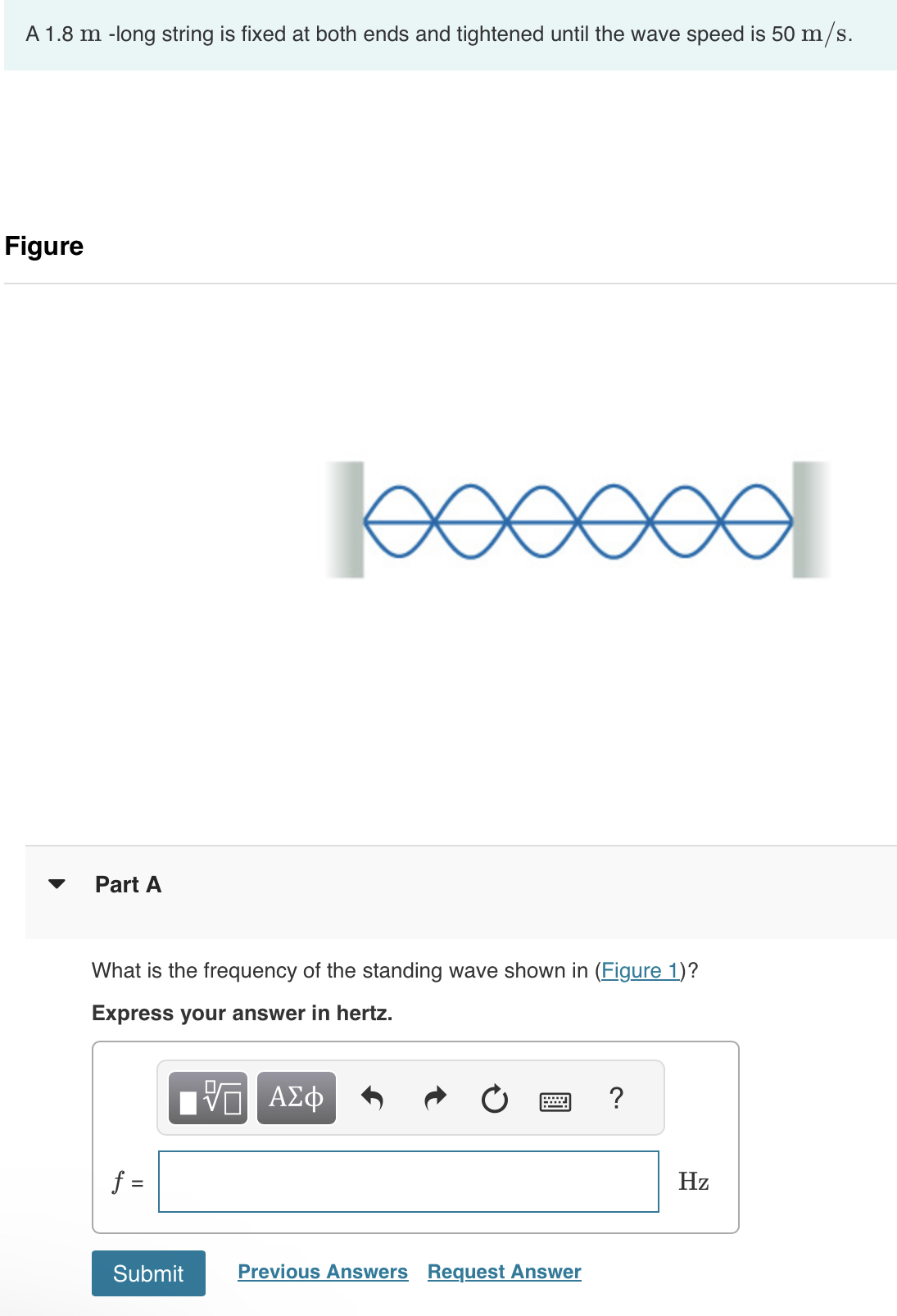 Solved A 1.8 m -long string is ﻿fixed at ﻿both ends and | Chegg.com