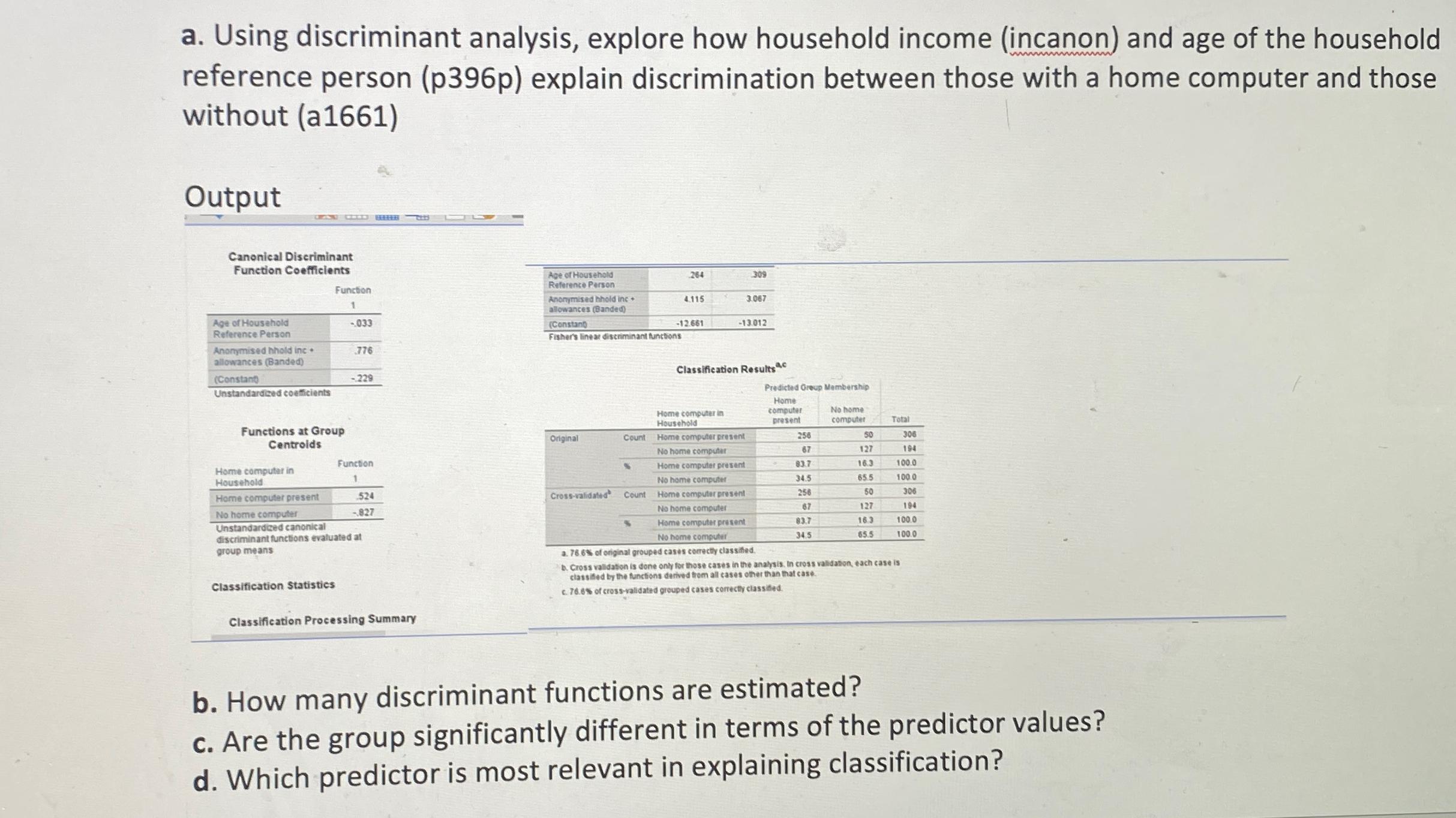 Solved a. ﻿Using discriminant analysis, explore how | Chegg.com