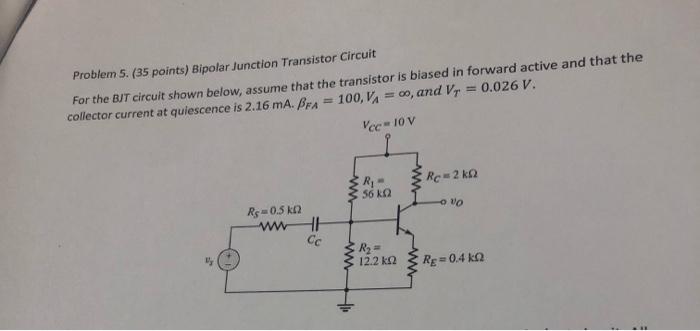 Solved Problem 5. (35 points) Bipolar Junction Transistor | Chegg.com