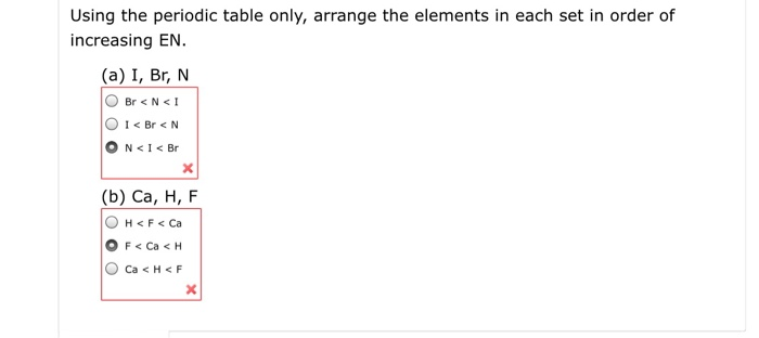 Solved Using the periodic table only, arrange the elements | Chegg.com