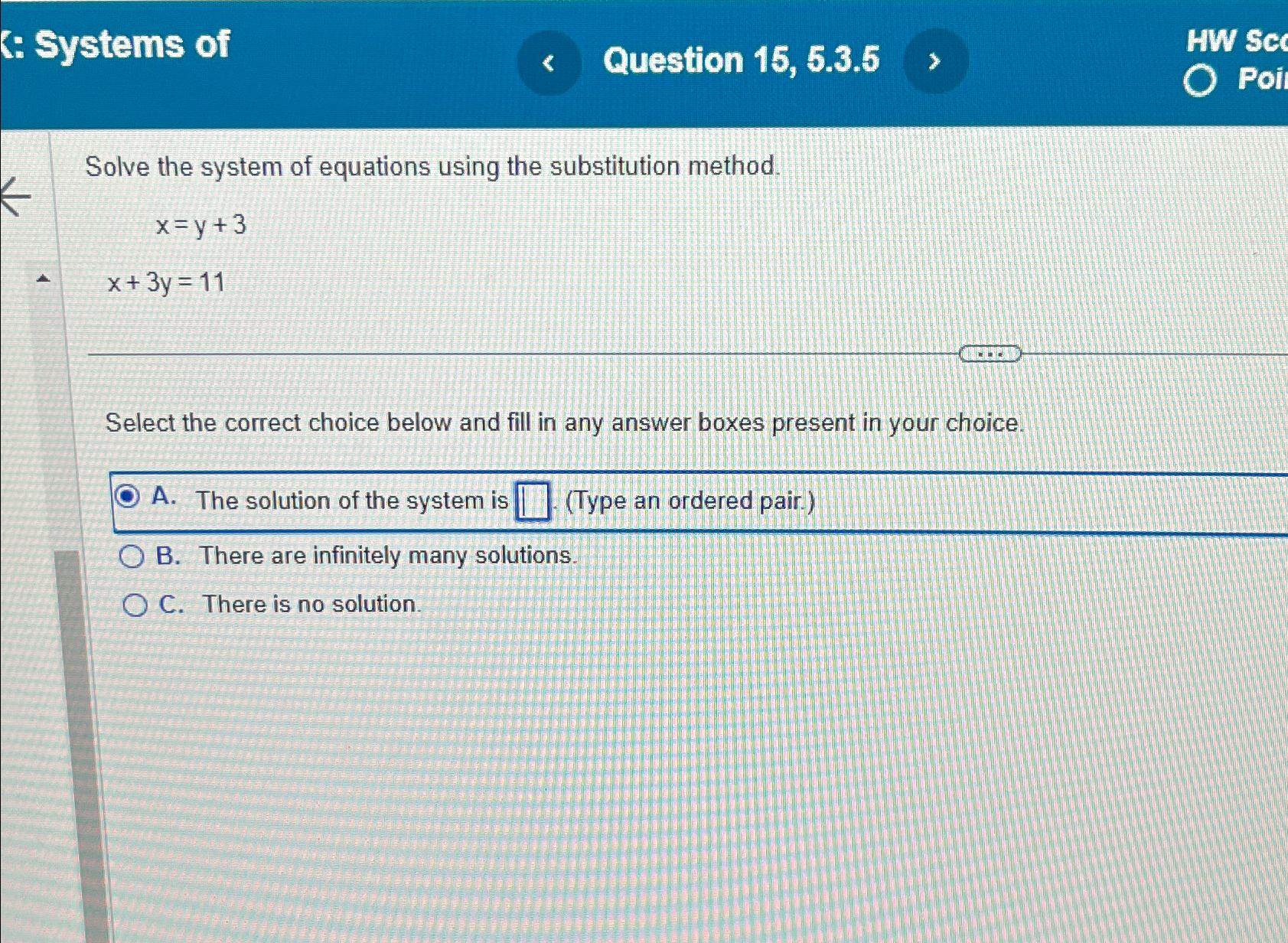 Solved : Systems ofQuestion 15, 5.3.5HW SceSolve the system | Chegg.com
