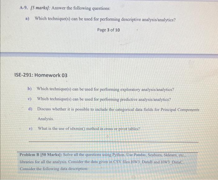 Problem A [50 Marks]: Solve all the questions using | Chegg.com