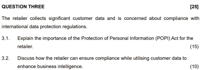 Solved QUESTION THREE[25]The retailer collects significant | Chegg.com