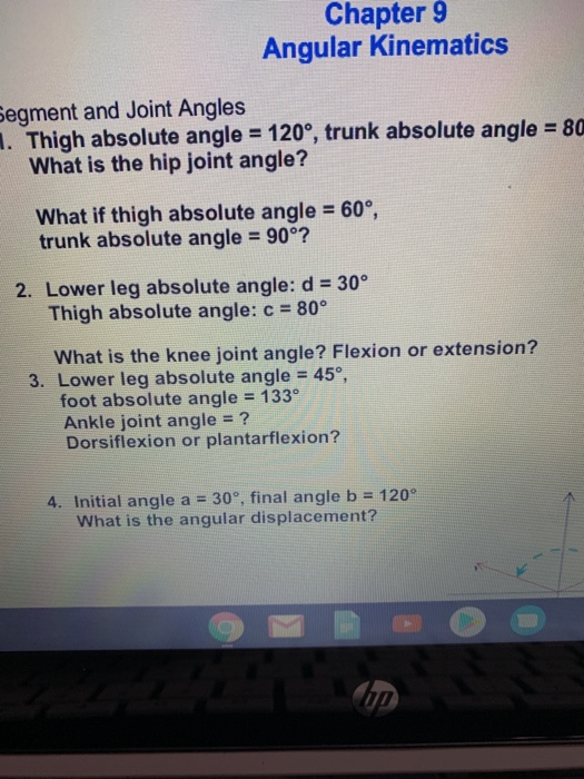 Solved Chapter 9 Angular Kinematics Segment and Joint Angles | Chegg.com
