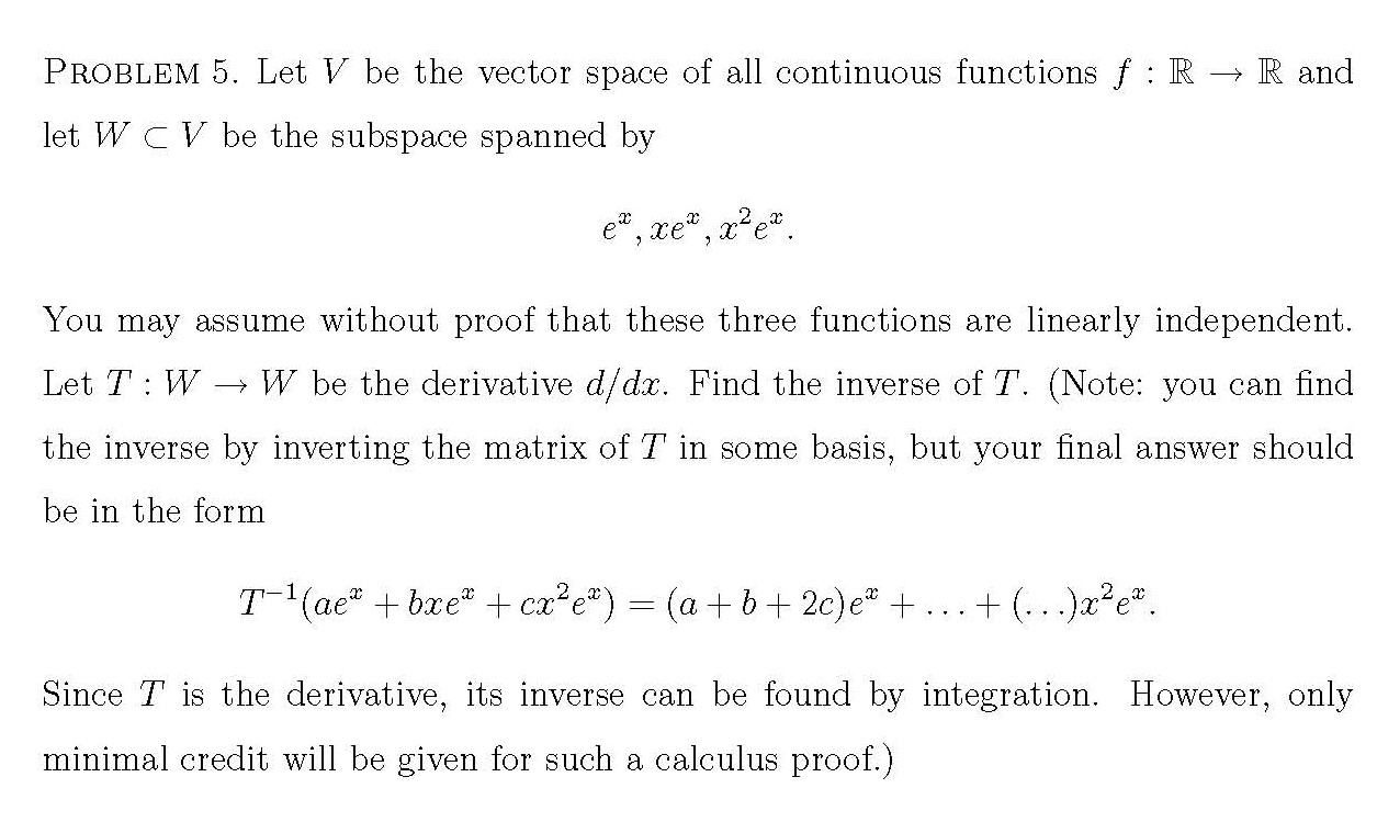 Solved Let V be the vector space of all continuous functions | Chegg.com