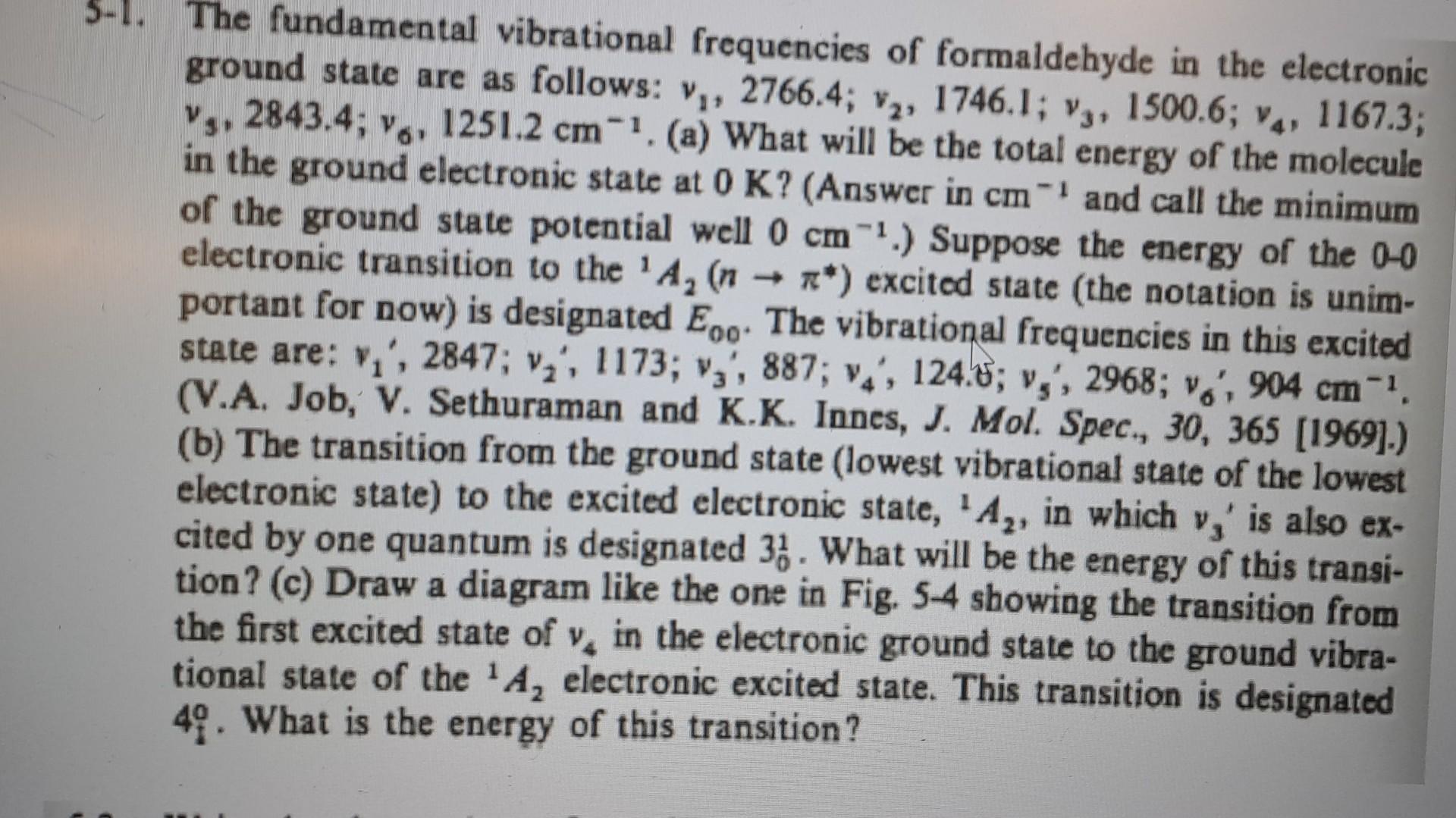 Solved -1. The fundamental vibrational frequencies of | Chegg.com