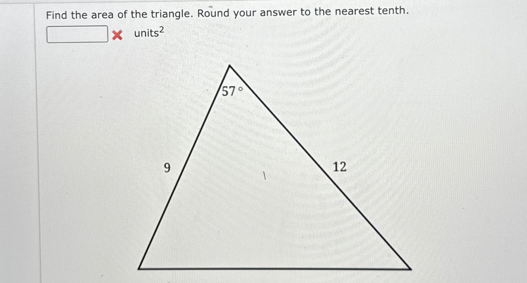 Solved Find the area of the triangle. Round your answer to | Chegg.com