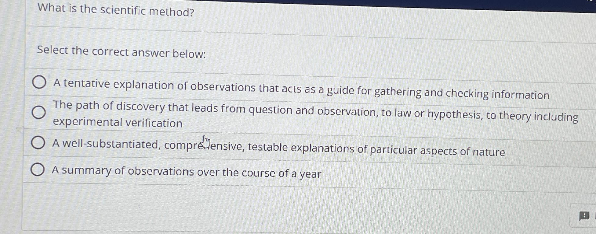 Solved What is the scientific method?Select the correct | Chegg.com