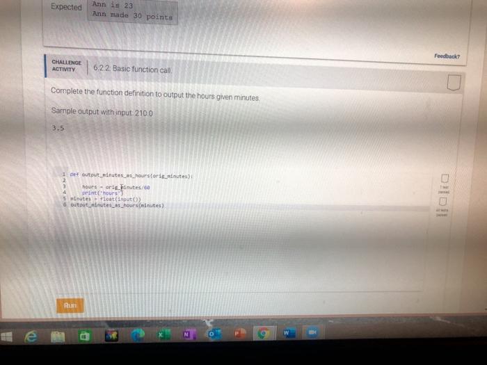 Solved Expected Ann is 23 Ann made 30 points Feedback | Chegg.com