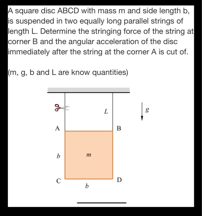 Solved A square disc ABCD with mass m and side length b, is | Chegg.com