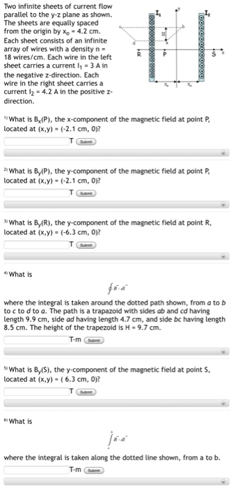 Solved Two infinite sheets of current flow parallel to the | Chegg.com
