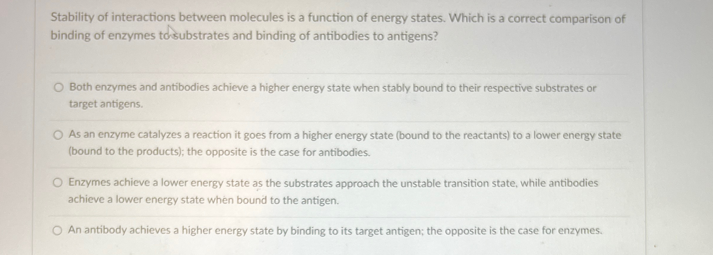 Solved Stability of interactions between molecules is a | Chegg.com