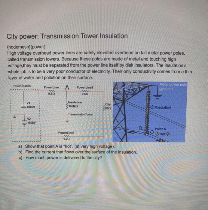 Solved City power: Transmission Tower Insulation {nodemesh | Chegg.com