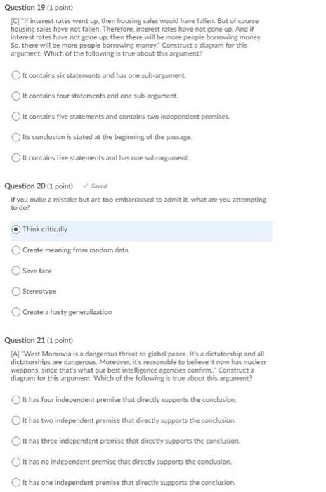 Solved Question 19 (1 point) [C] "If interest rates went up | Chegg.com